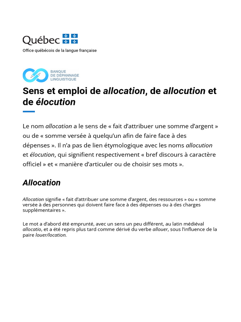 Différences entre allocution et élocution | PDF