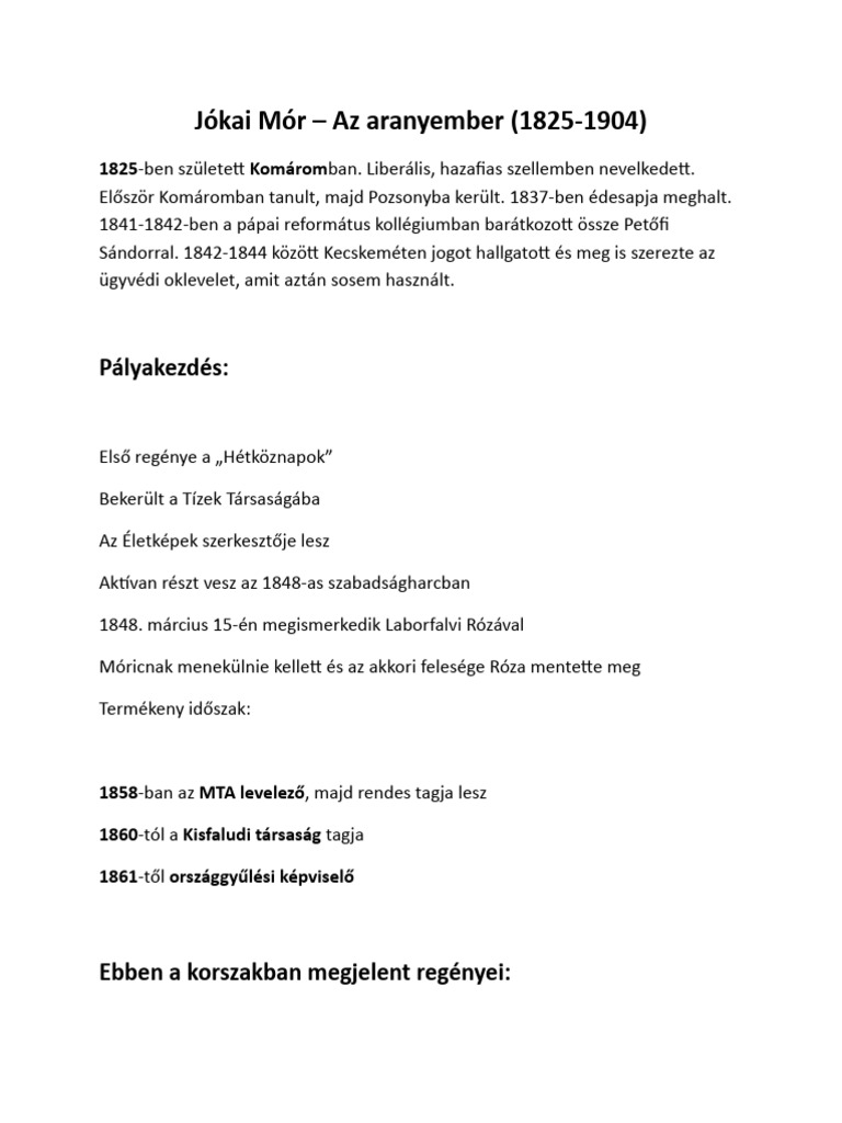 Jokai Mor Az Aranyember | PDF