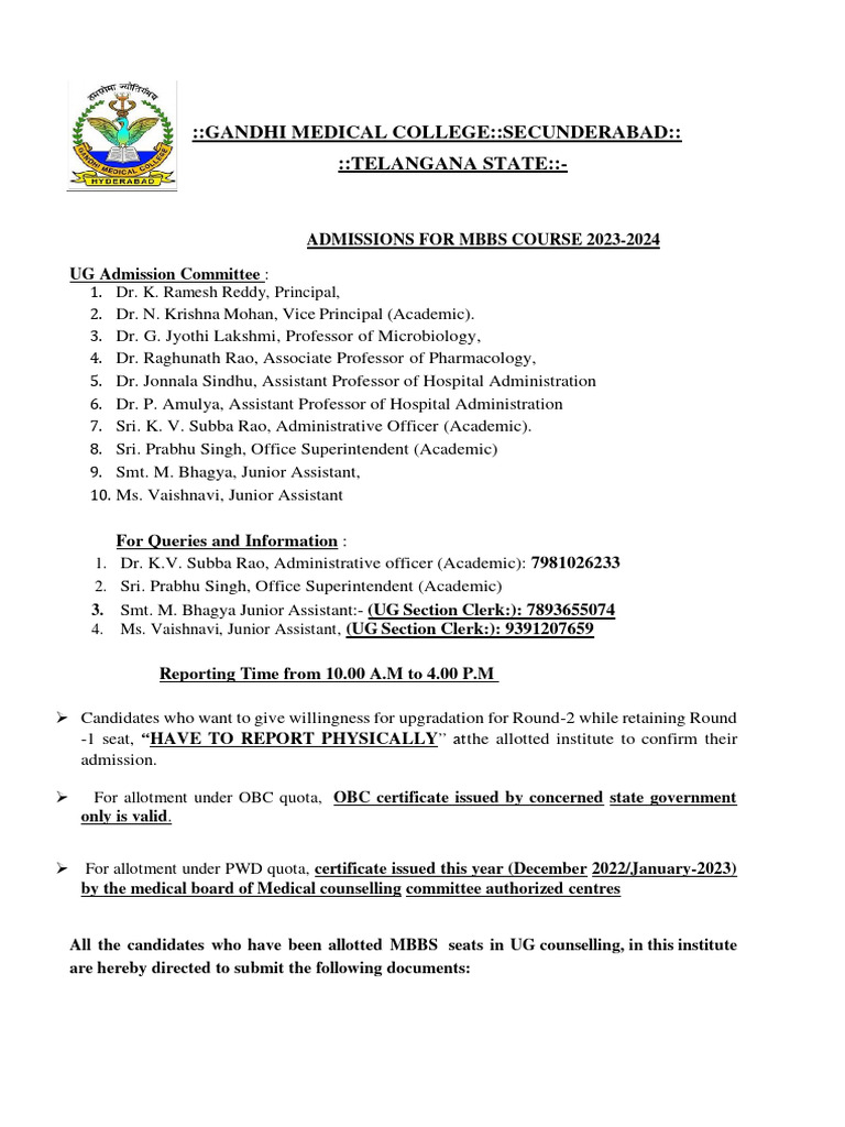 MBBS Admissions Guidelines 2023 2024 1 | PDF | Surety