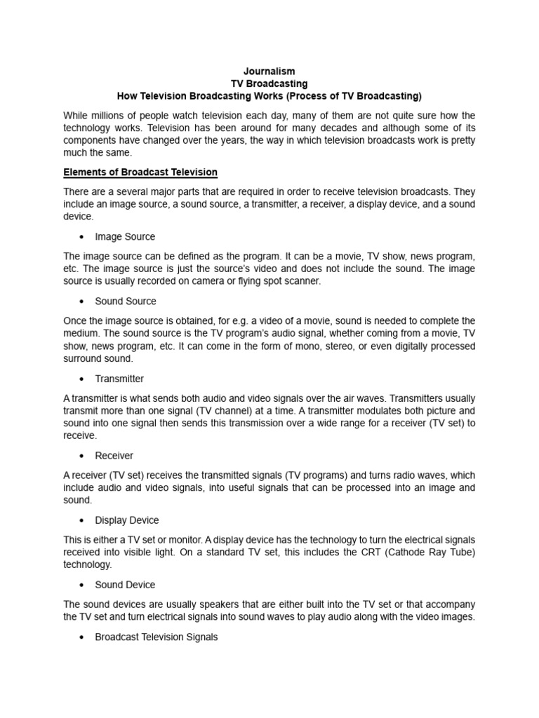 TV-Broadcasting-Production-Handout | PDF | Television | Broadcasting