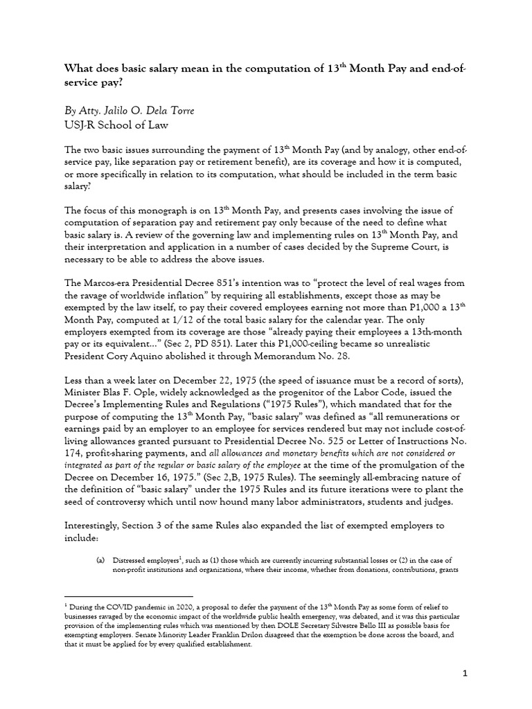 How Is The 13th Month Pay Computed For Workers Who Receive Commissions | PDF | Cost Of Living ...