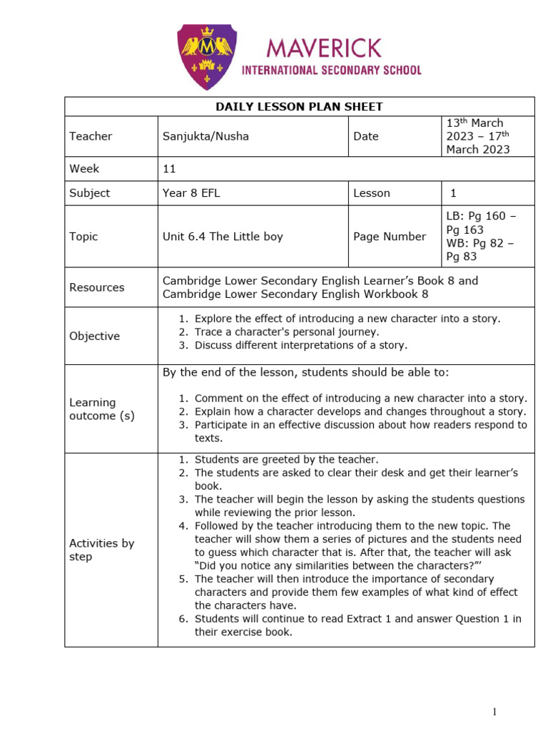Year 8 DLP Week 11 | PDF | Lesson Plan | Teachers