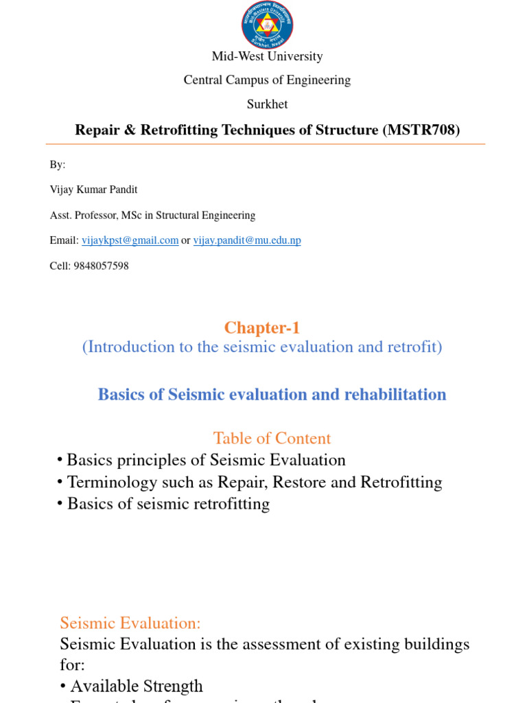 Ch 1 Seismic Evaluation And Retrofit Pdf Civil Engineering Structural Engineering