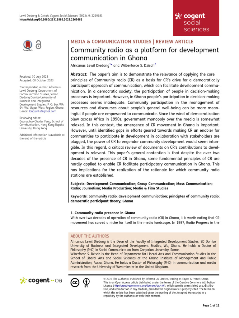 Community Radio As A Platform For Development Comm | PDF | Governance ...