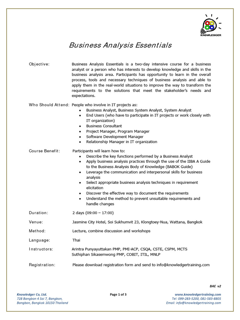 BAE CourseOutline | PDF | Business Analysis | Cheque