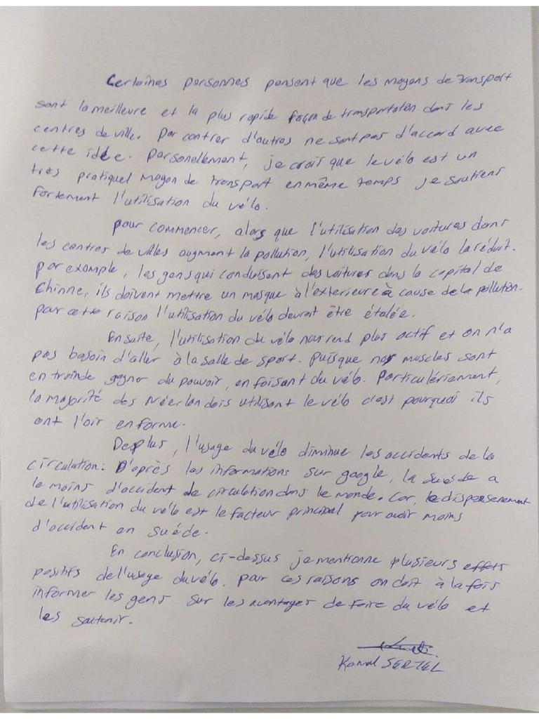 Exemples D'essais Corriges en Classe | PDF