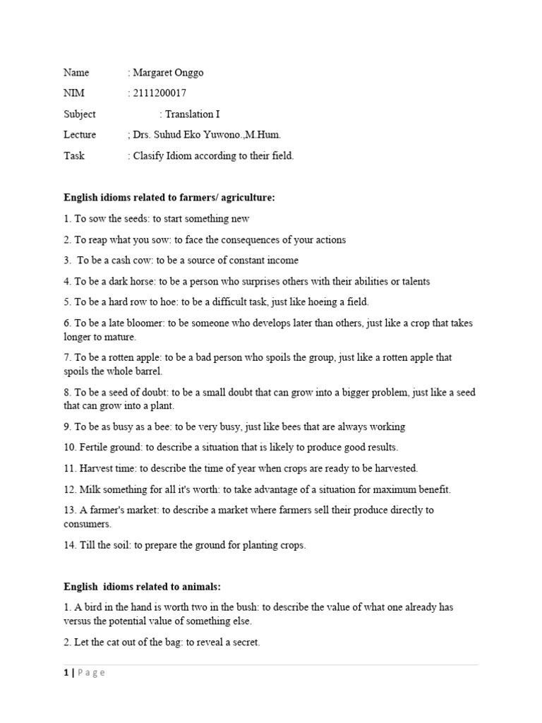 Margaret - Onggo - Idiom Classification | PDF