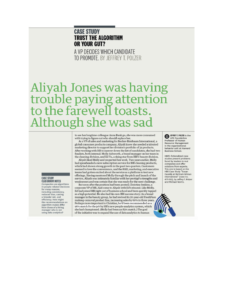 Topic 5 Case Study Trust The Algorithm of Your Gut? | PDF