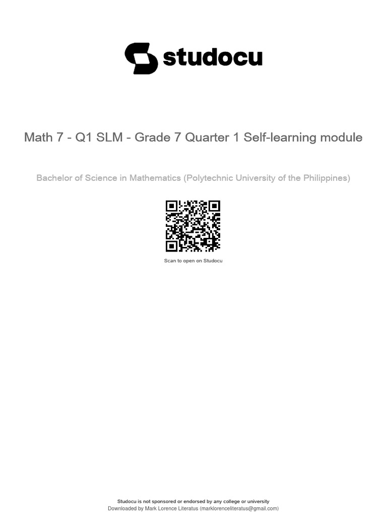 Math 7 q1 SLM Grade 7 Quarter 1 Self Learning Module | PDF | Set ...