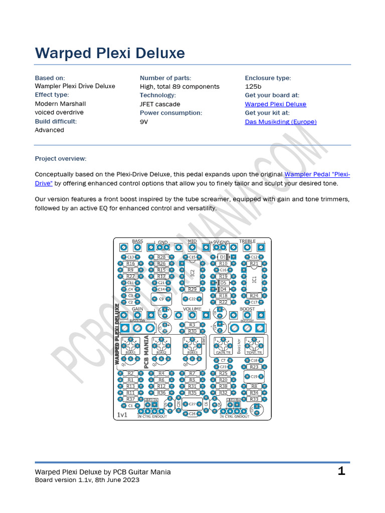 Warped Plexi Deluxe Building Docs | PDF | Printed Circuit Board | Resistor