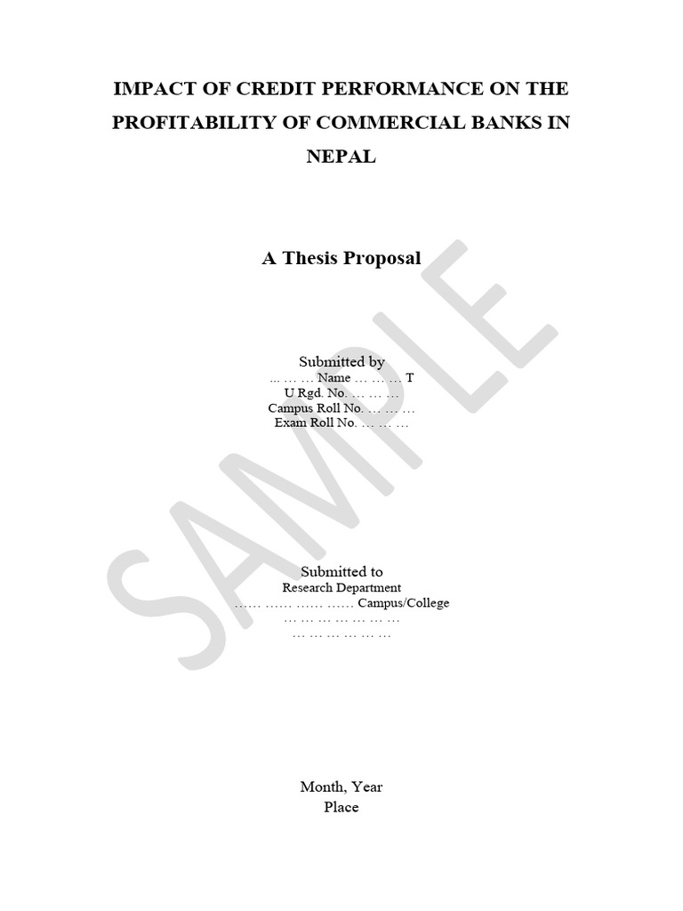 Mbs Thesis Proposal Sample PDF | PDF | Financial Capital | Banks