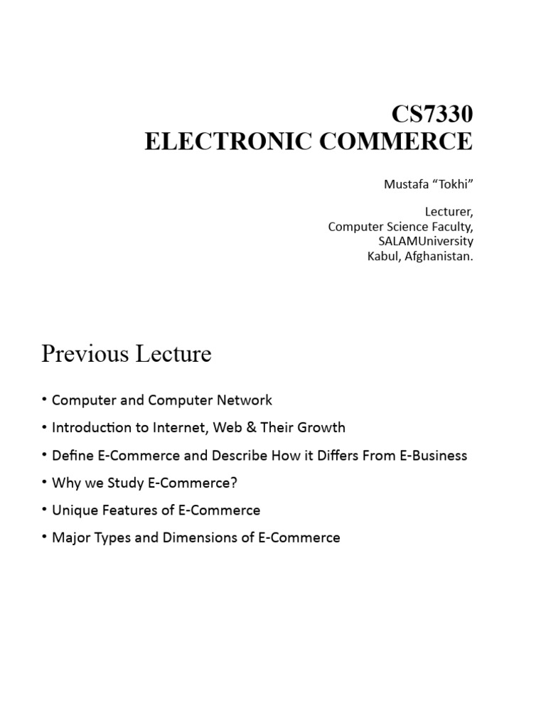 E-Commerce - Lecture | PDF | E Commerce | Internet