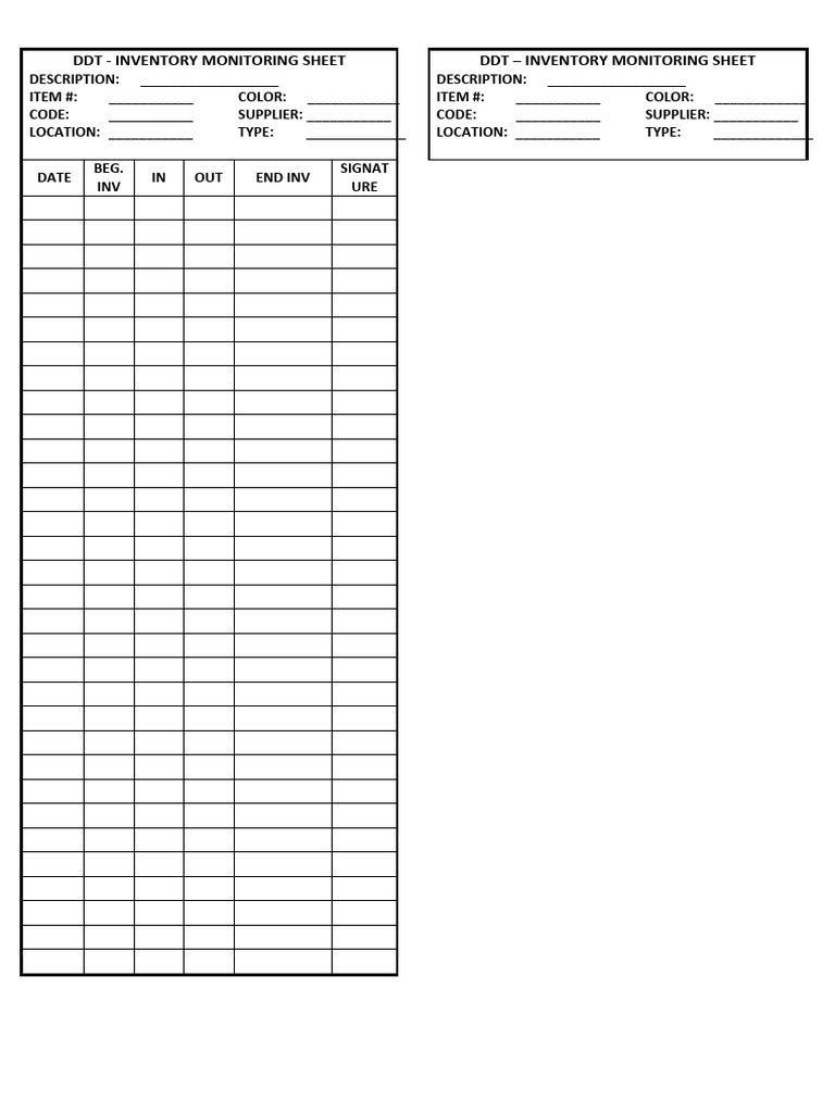 Monitoring Sheet For Inventory | PDF