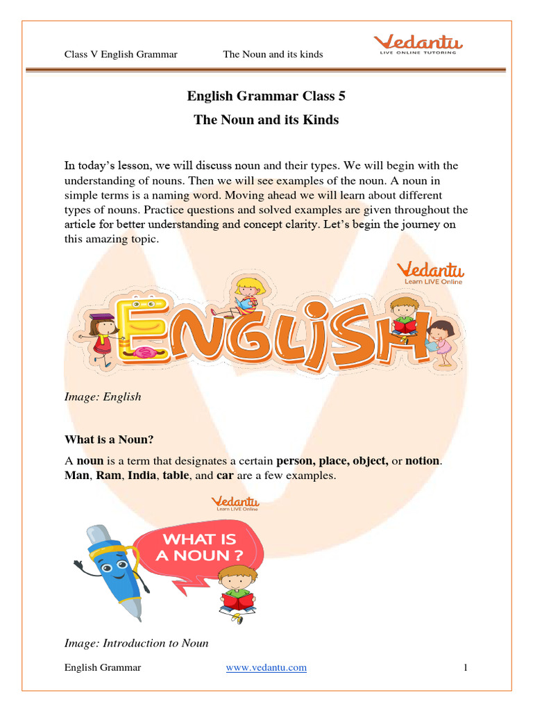 Class 5 English Grammar Ncert Solutions The Noun and Its Kinds ...