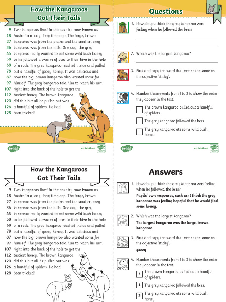 How The Kangaroos Got Their Tails | PDF | Honey | Bees