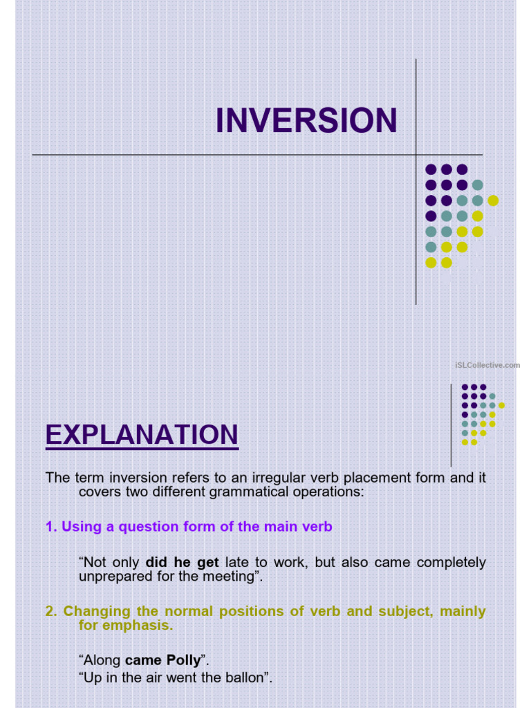 INVERSION | PDF | Verb | Adjective