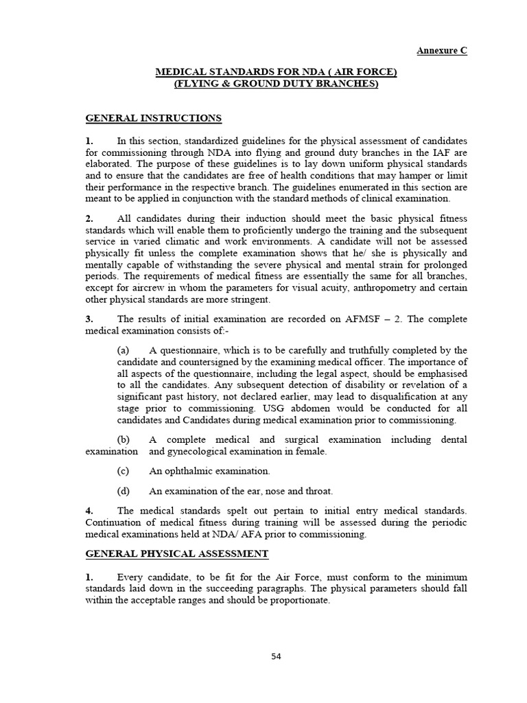 Airforce Medical Standards | PDF | Toe | Foot