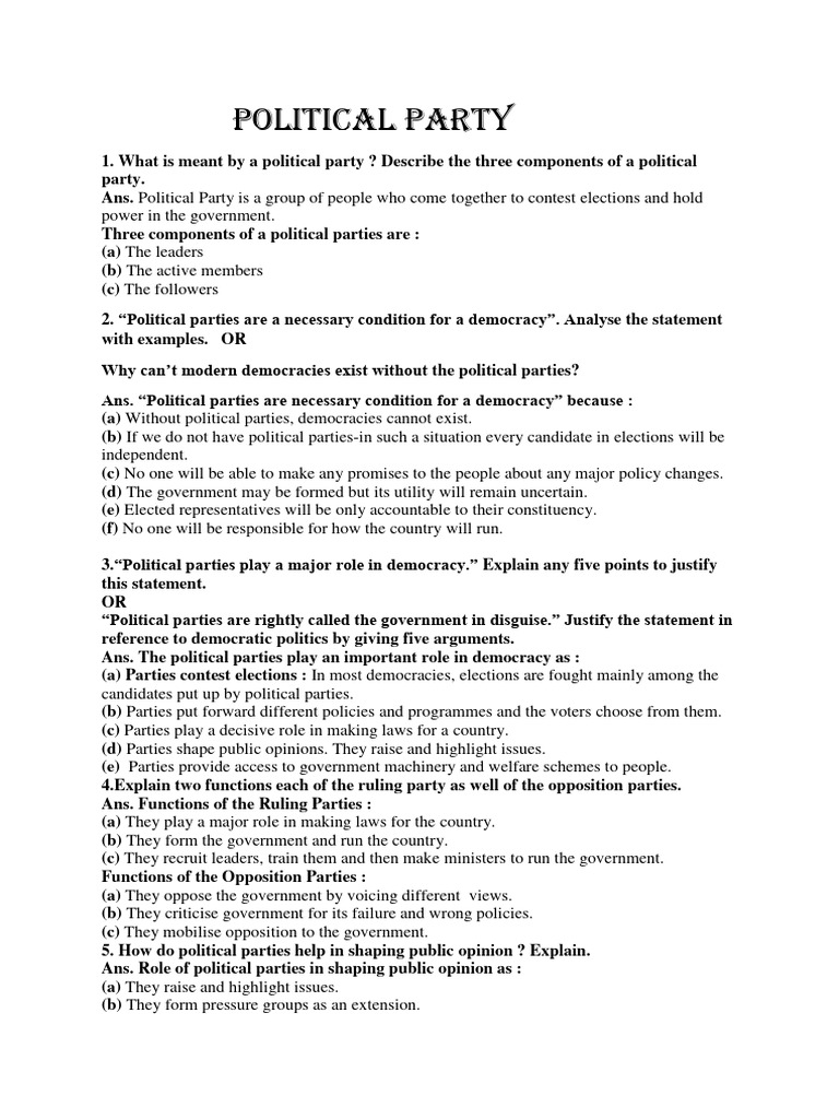 Political Parties | PDF | Political Parties | Elections