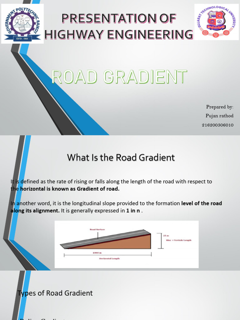 Presentation of Highway Engineering: Road Gradient | PDF
