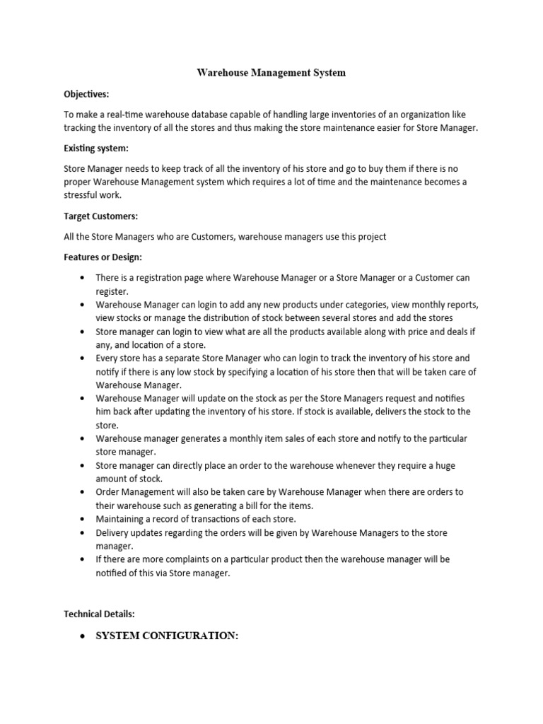 Warehouse Management System | PDF | Inventory | Warehouse