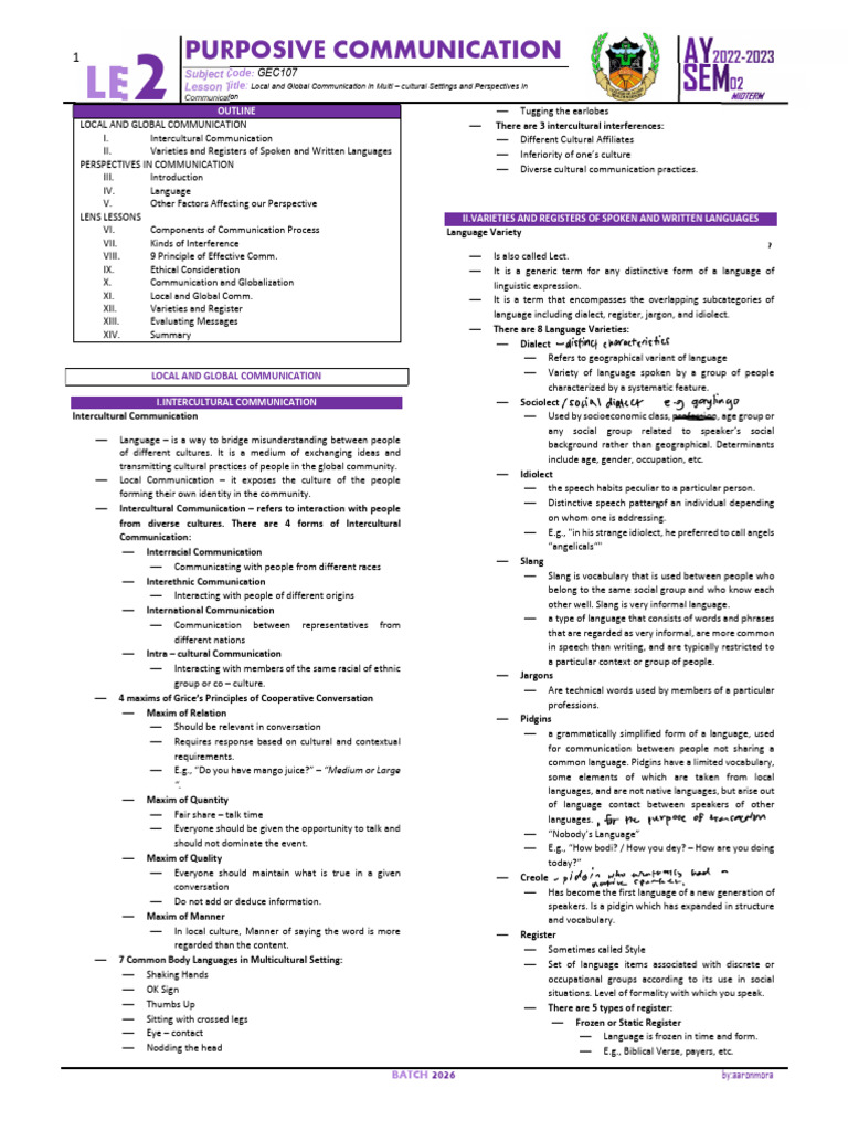 Purposive Communication Unit 2 | PDF | Communication | Mass Media