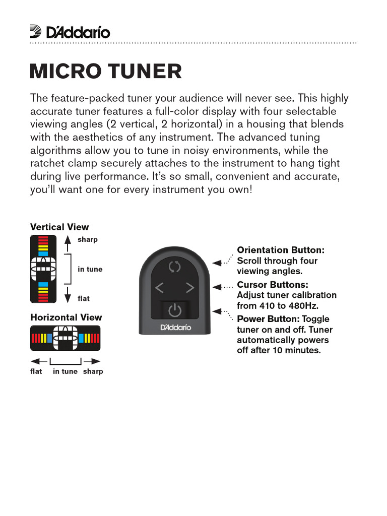 D'Addario Micro Tuner Instructions | PDF