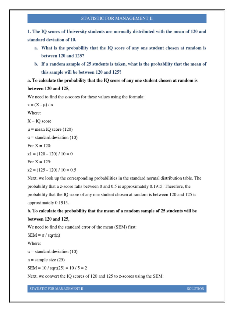 Statistics For Management Ii Group Assignment Pdf Confidence Interval Standard Score