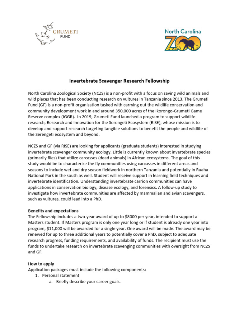 Invertebrate Scavenger Research Fellowship 1710525285 | PDF