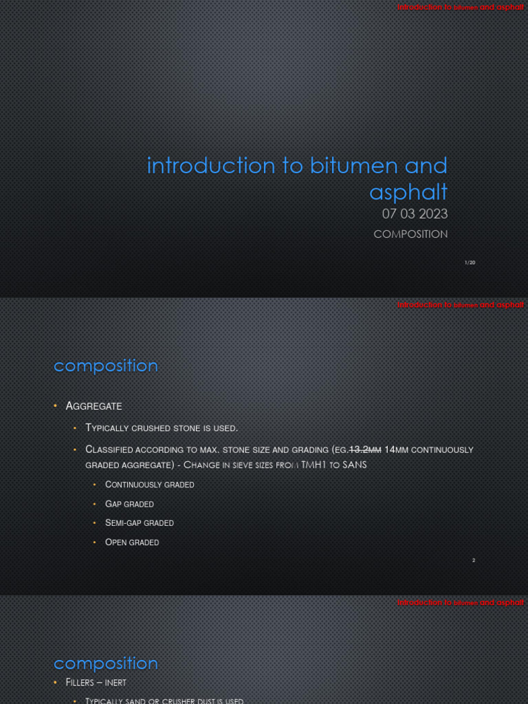 Introduction To Bitumen and Asphalt - Composition - 07032023 | PDF ...