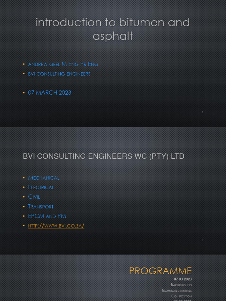 Introduction To Bitumen and Asphalt - 07032023 | PDF | Road Surface | Road