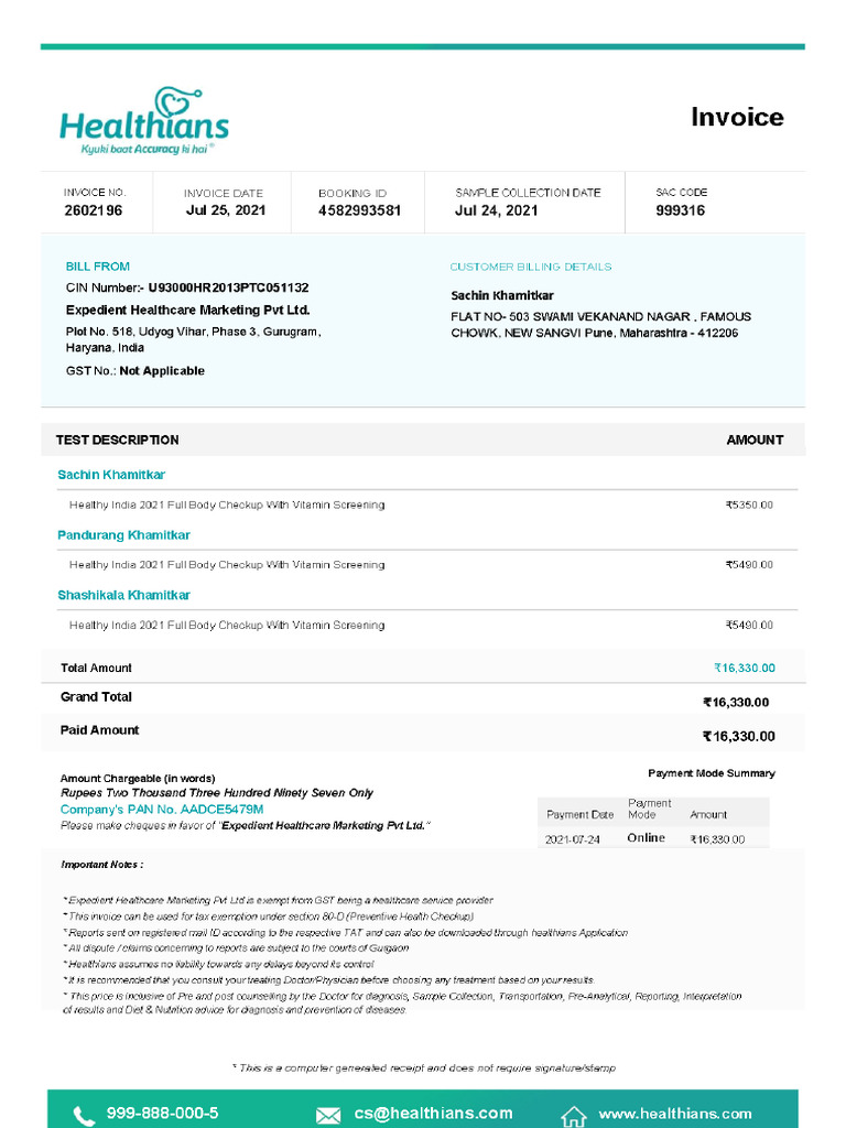 Health Check Invoice - TOAZ - INFO | PDF