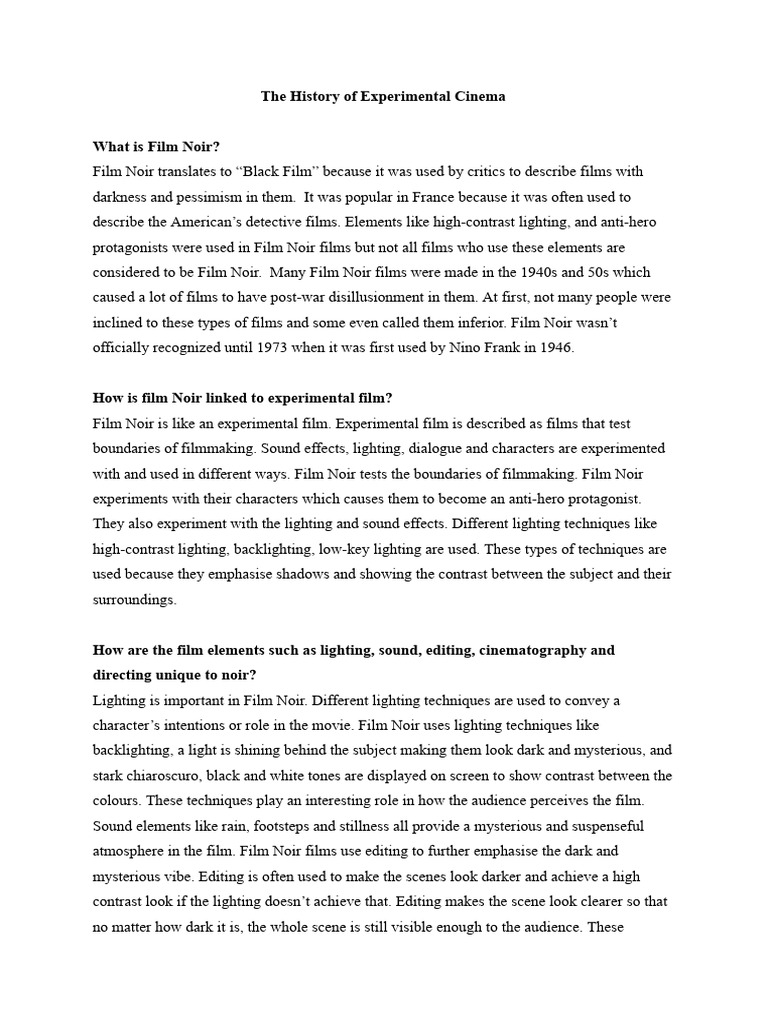 The History of Experimental Cinema | PDF | Film Noir | Cinematography