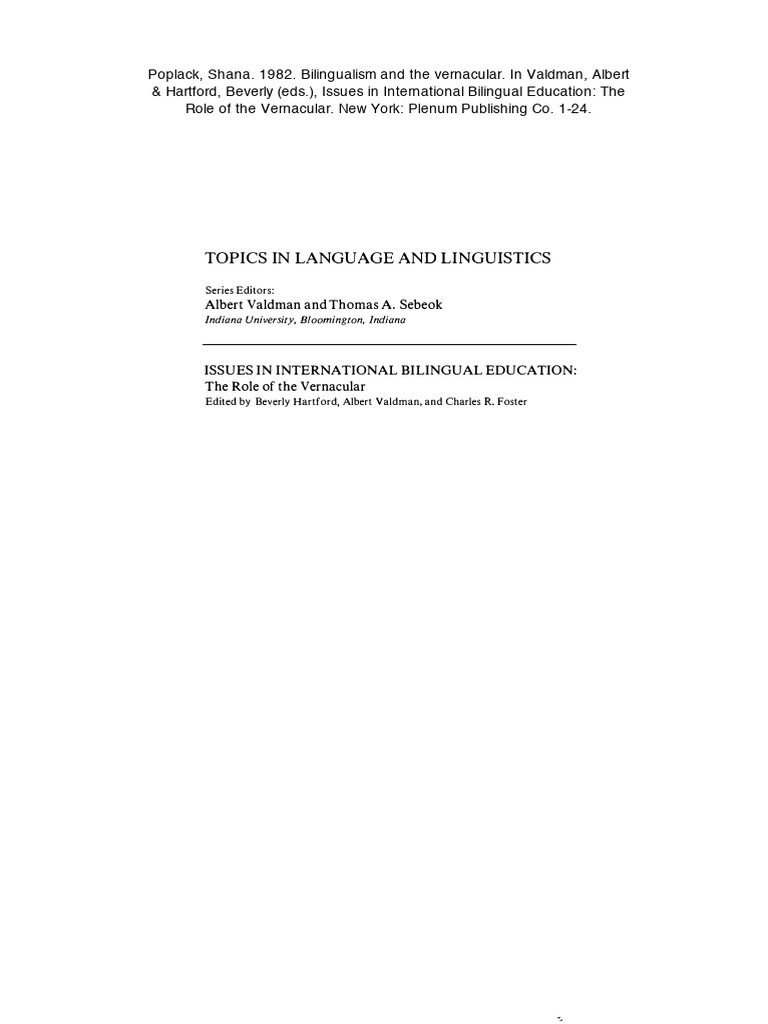 Poplack 1982 Bilingualism | PDF