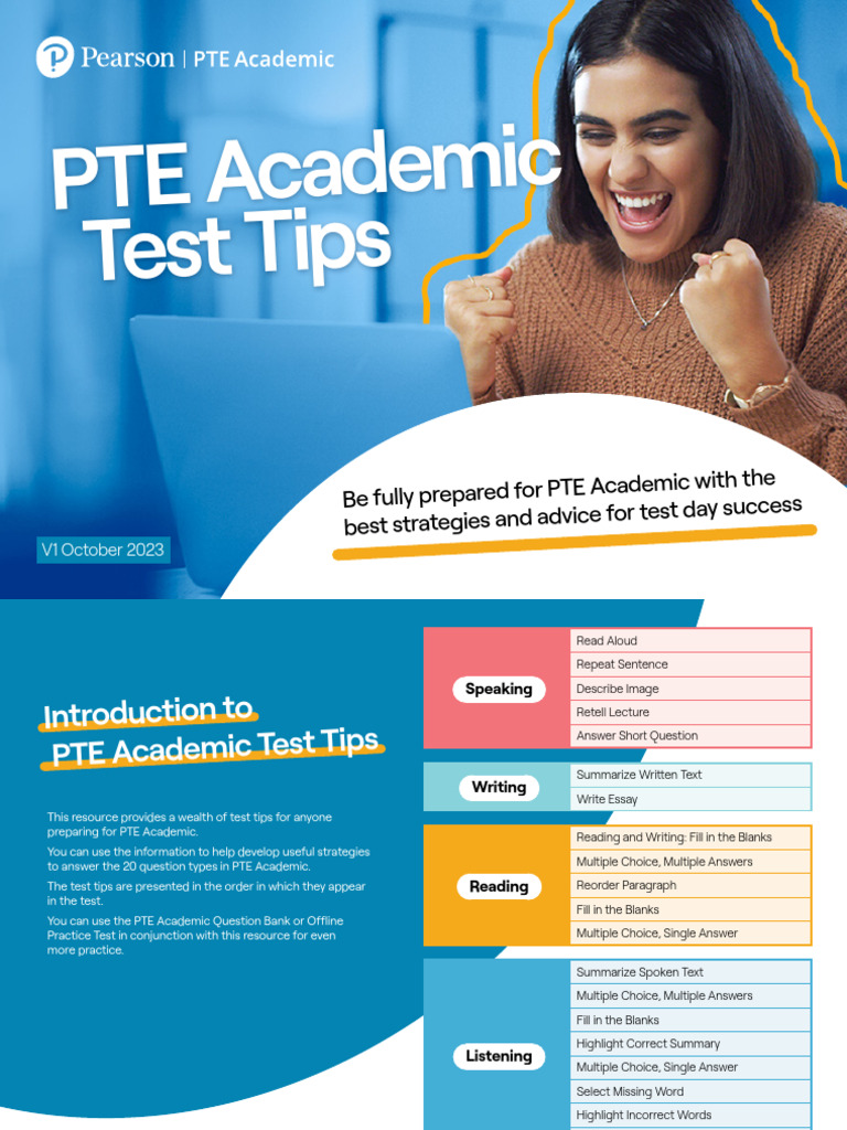 23UKPTE50 PTE Academic Test Tips | PDF