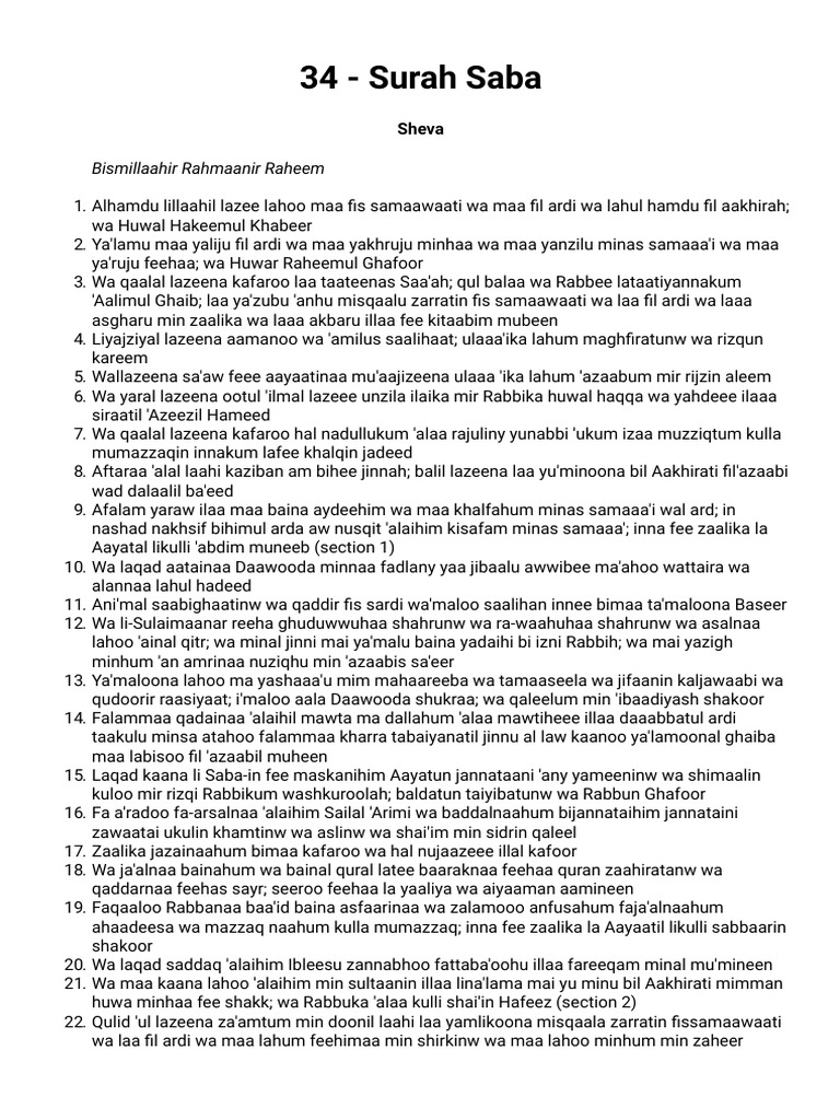 034 Surah Saba | PDF