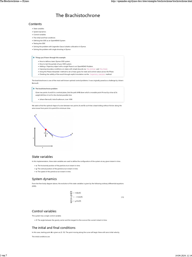 The Brachistochrone - Dymos | PDF | Mathematical Optimization ...