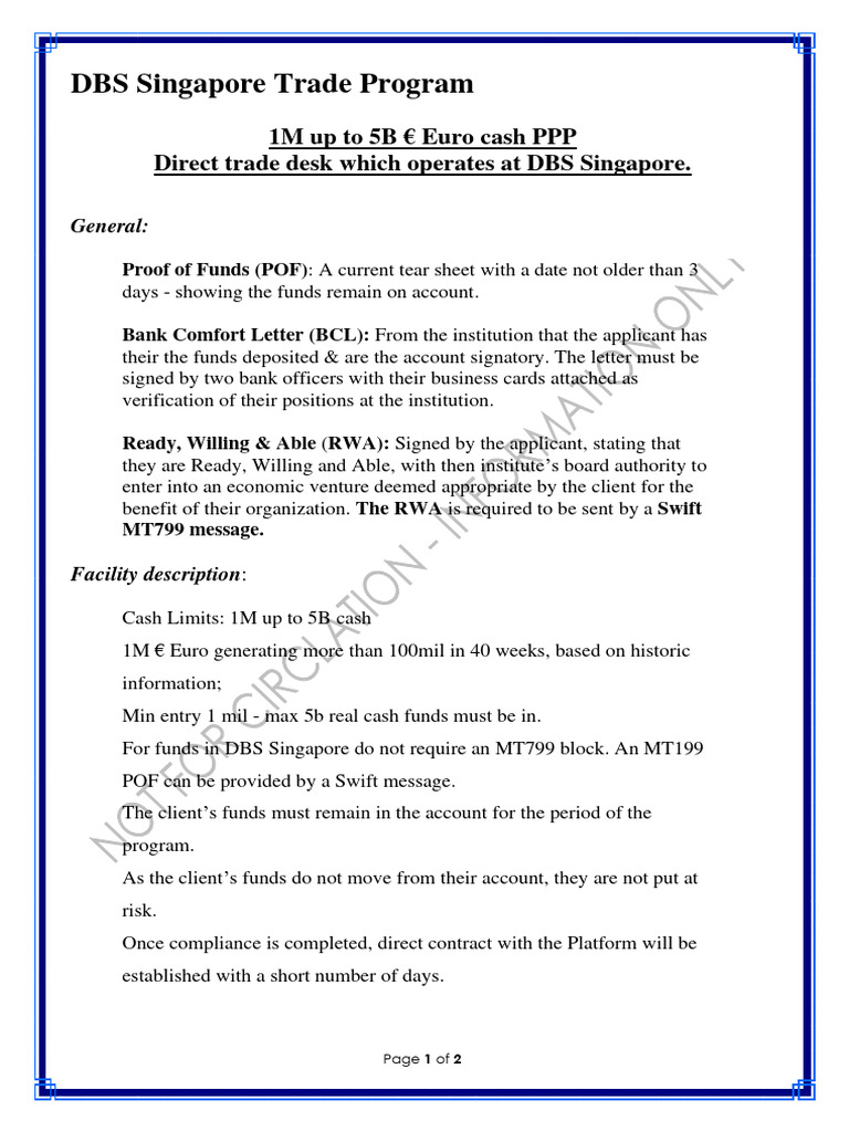 Dbs Singapore Trade Program 1m To 5b 1 Pdf Investing Banks