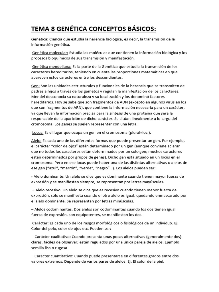 Conceptos Básicos de Genética | PDF | Dominancia (Genética) | Alelo