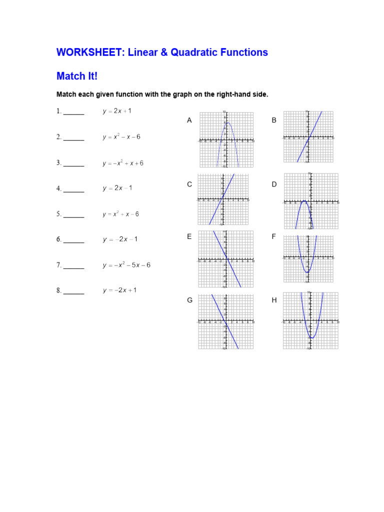worksheet-1-2-1-3-linear-quadratic (1) | PDF | Function (Mathematics) | Quadratic Equation