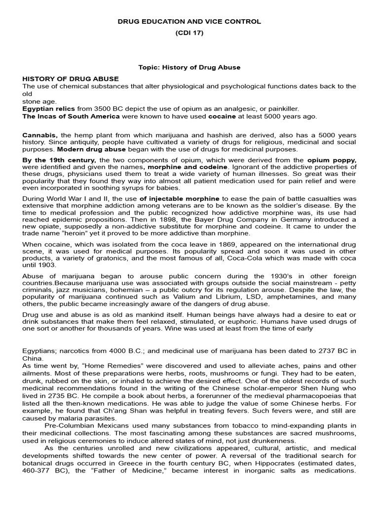 Notes (Drugs) | PDF | Morphine | Substance Abuse