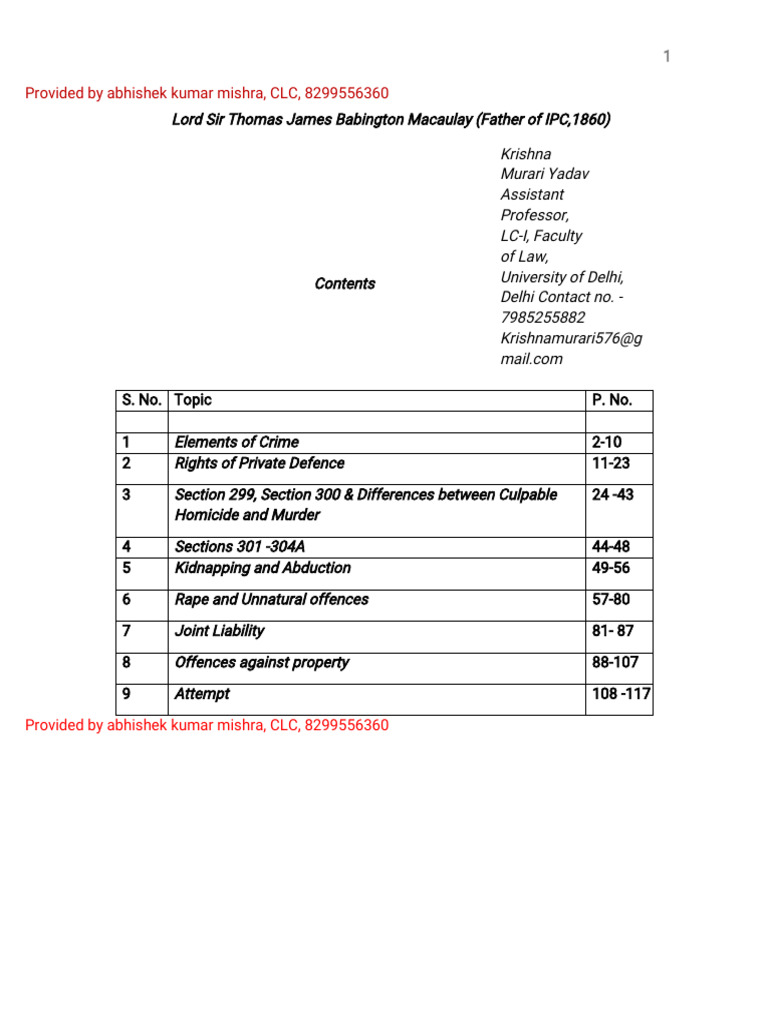 IPC Notes and Case Laws | PDF