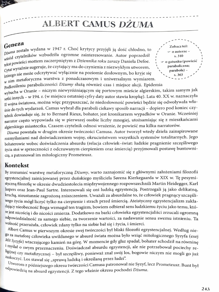 dżuma PDF notatka | PDF