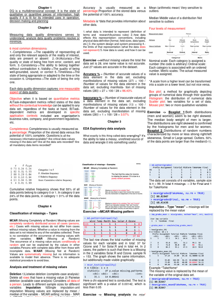Summary Data Quality course | PDF | Cluster Analysis | Outlier