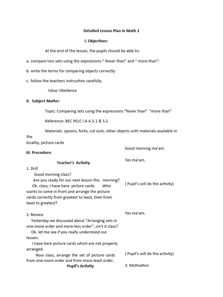 DLP Math2 FewerThanMoreThan | PDF | Learning | Cognition