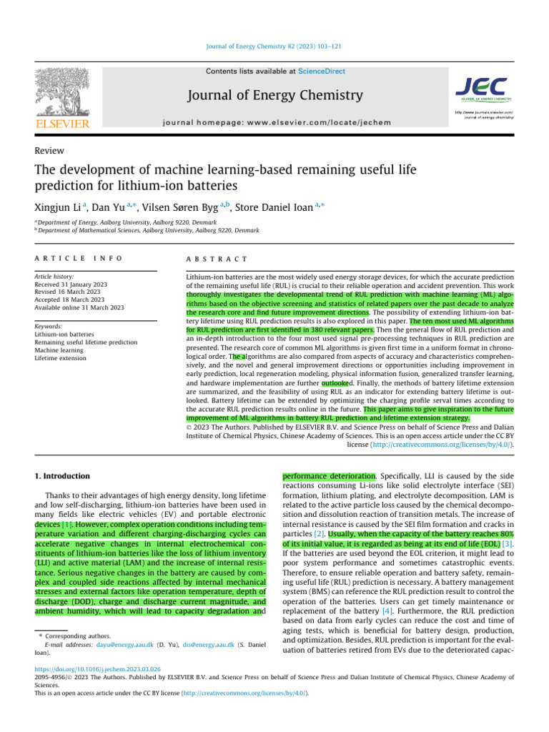 5.the Development of Machine Learning Based Remaining Usef - 2023 - Journal of Ene | PDF ...