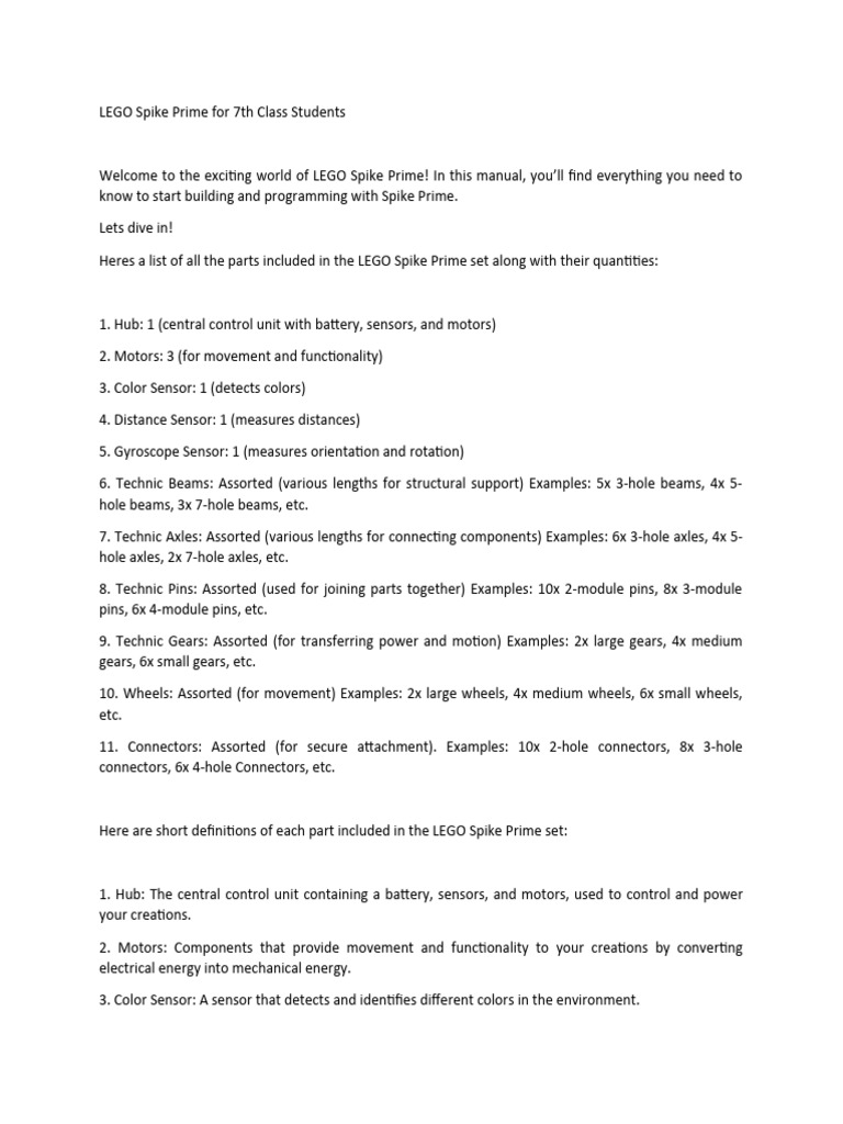 LEGO Spike Prime | PDF | Gyroscope | Mechanics