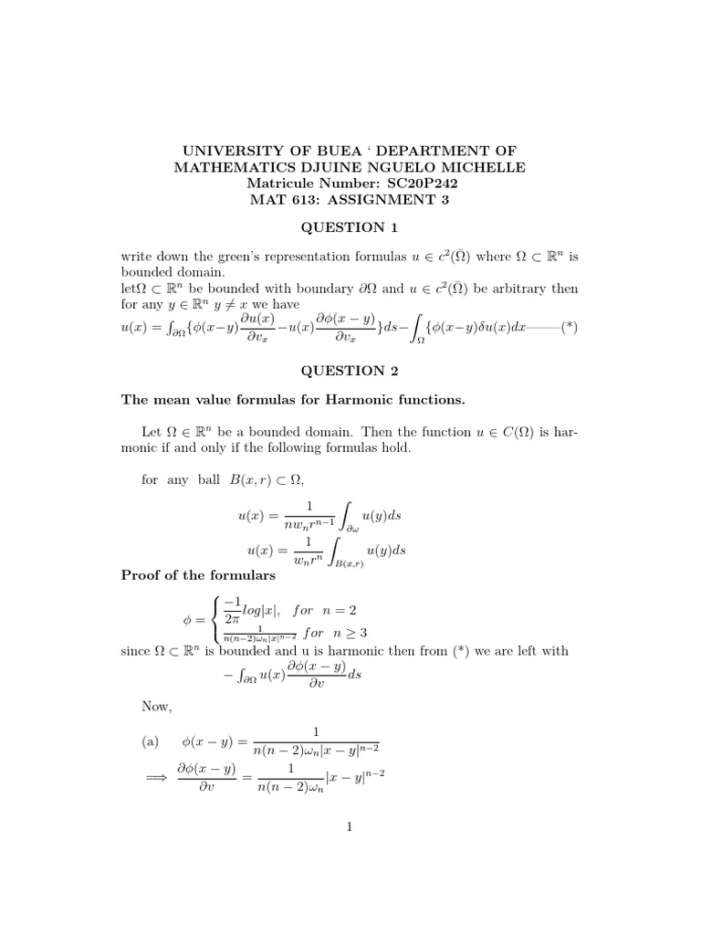 Mat 613 Assignment 3 | Download Free PDF | Green's Function | Mathematical Analysis