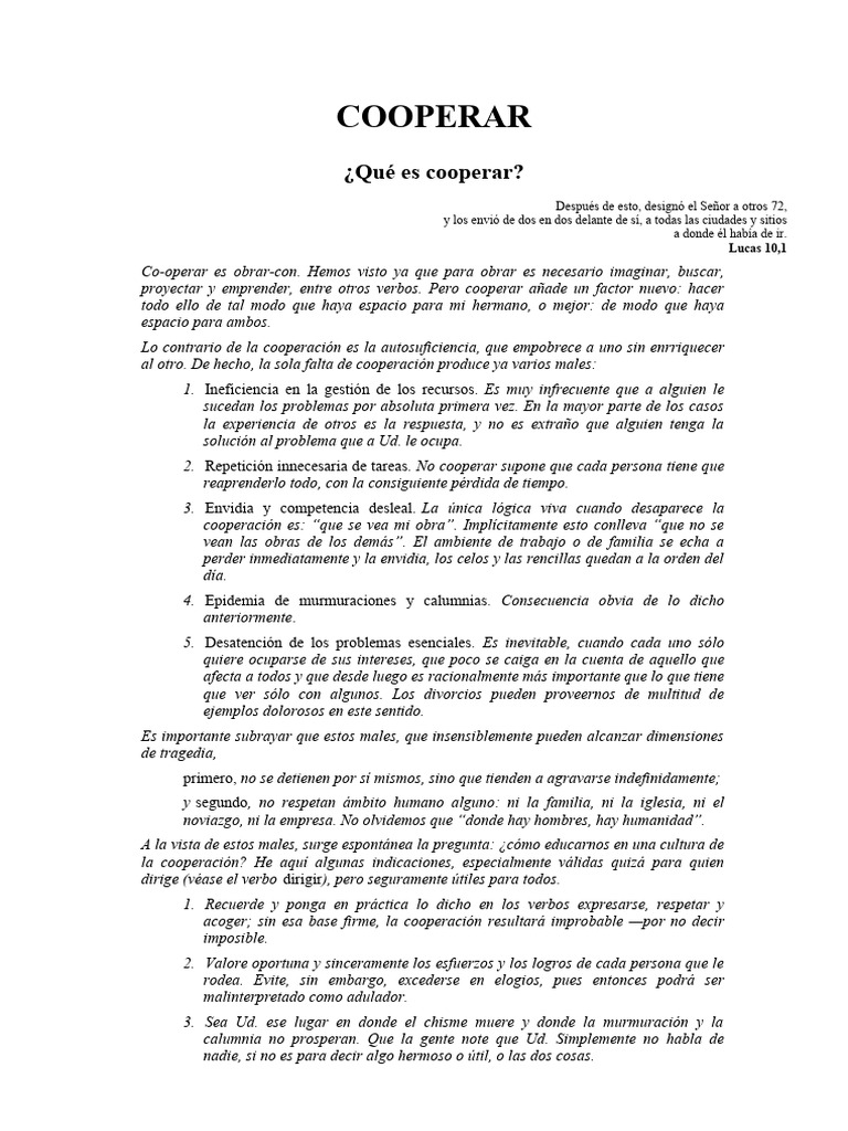 ¿Qué Es Cooperar? | PDF