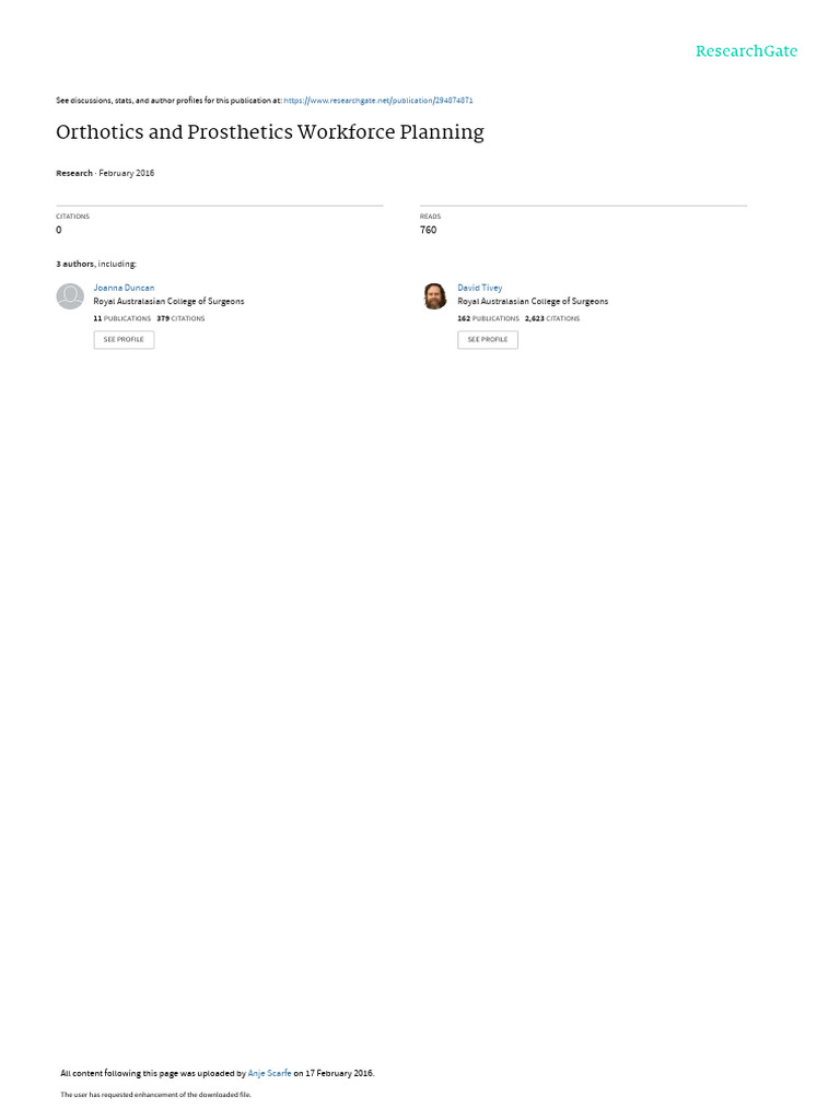 Orthotics and Prosthetics Workforce Planning | PDF | Health Care ...