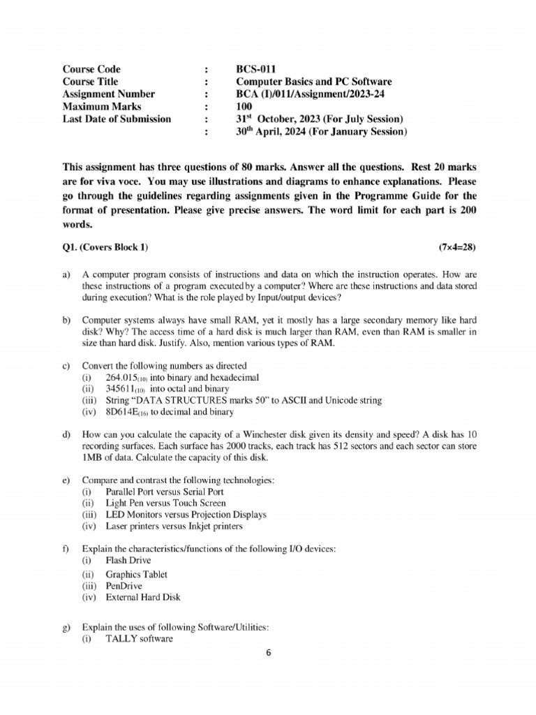 BCS 011 2023 24 Solved Assignment | PDF